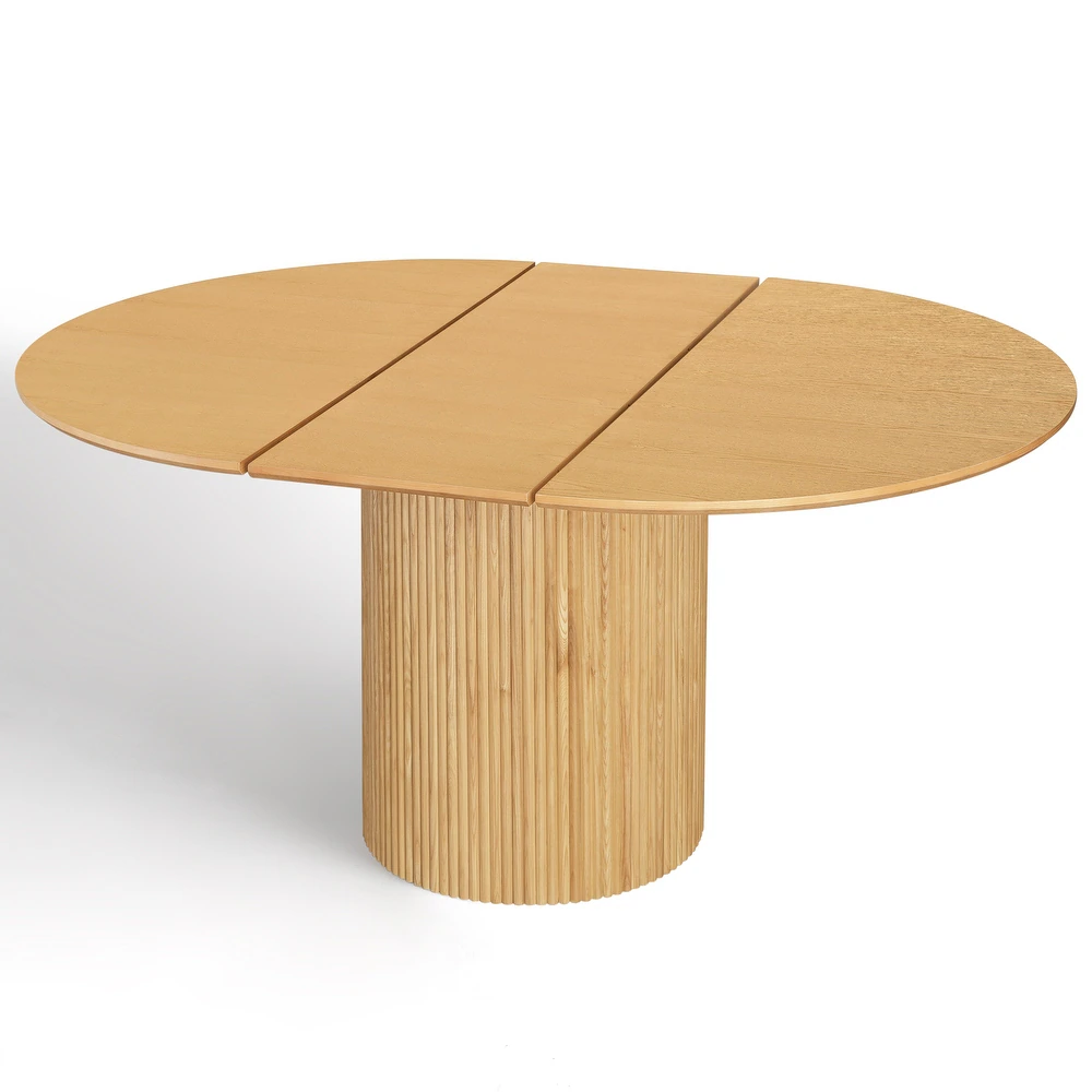 Extendable Oval Solid Wood Dining Table - Oak