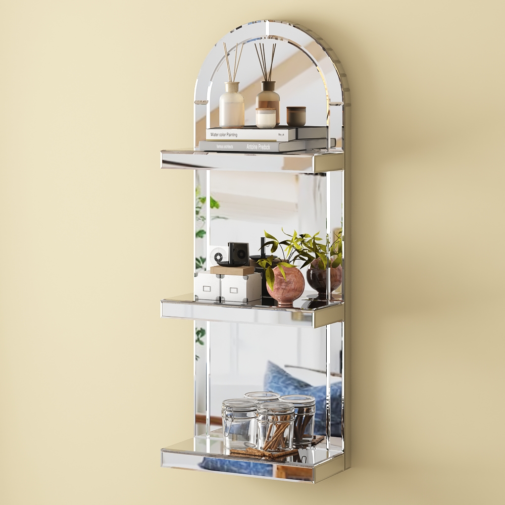 Mirrored Accent Shelves 3-Tier (1 PCS)
