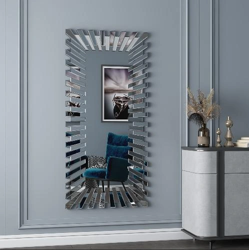 silver rectangle mirror for wall
