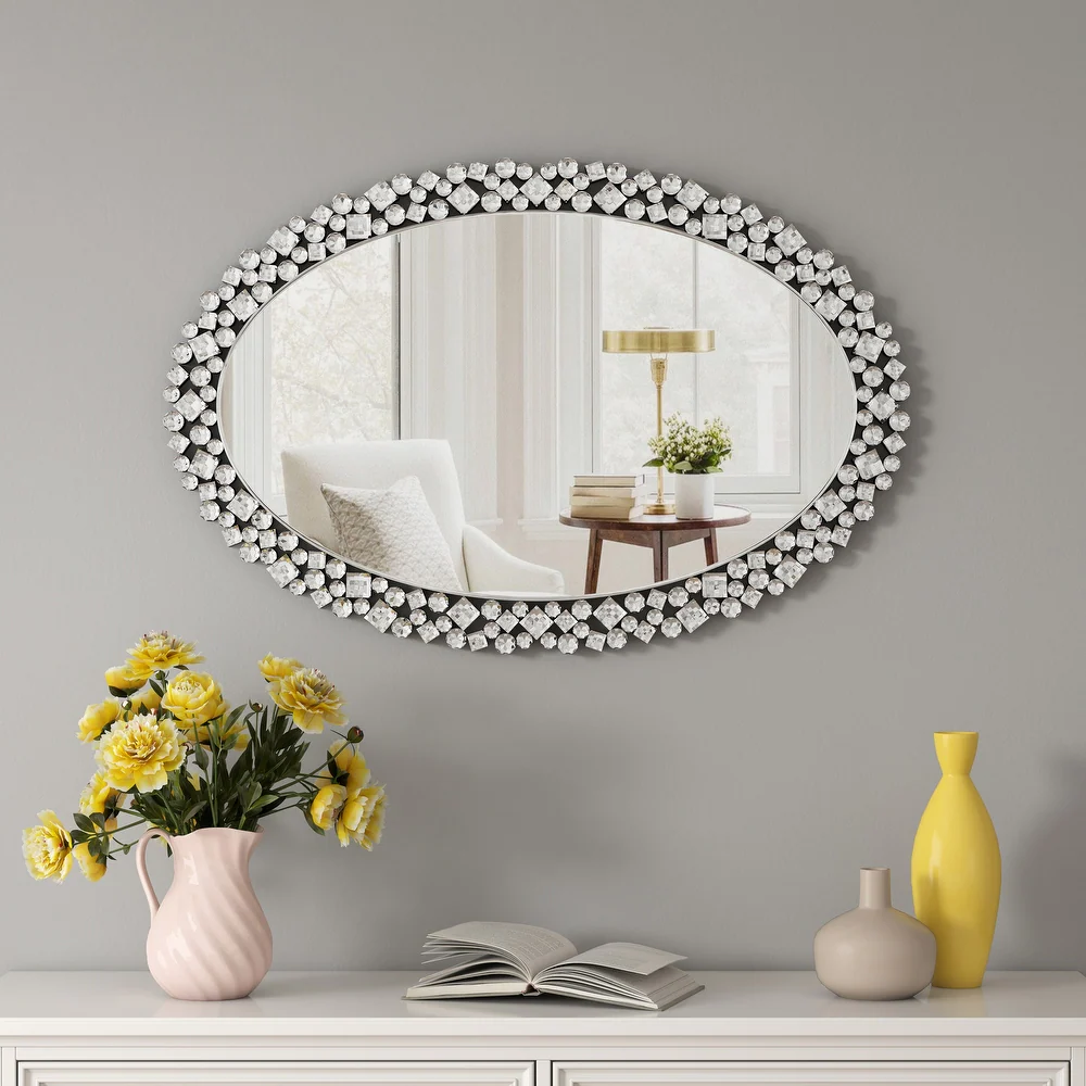 SHYFOY Crystal Accent Oval Wall Mirror / SF-WM001OV-90