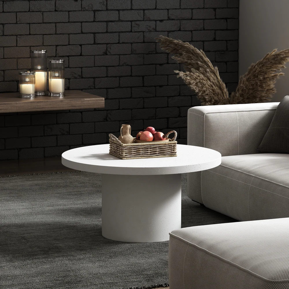 White Round Coffee Table Circle Pedestal Table