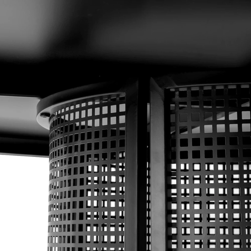 Round Metal Dining Table with Mesh Pedestal Base