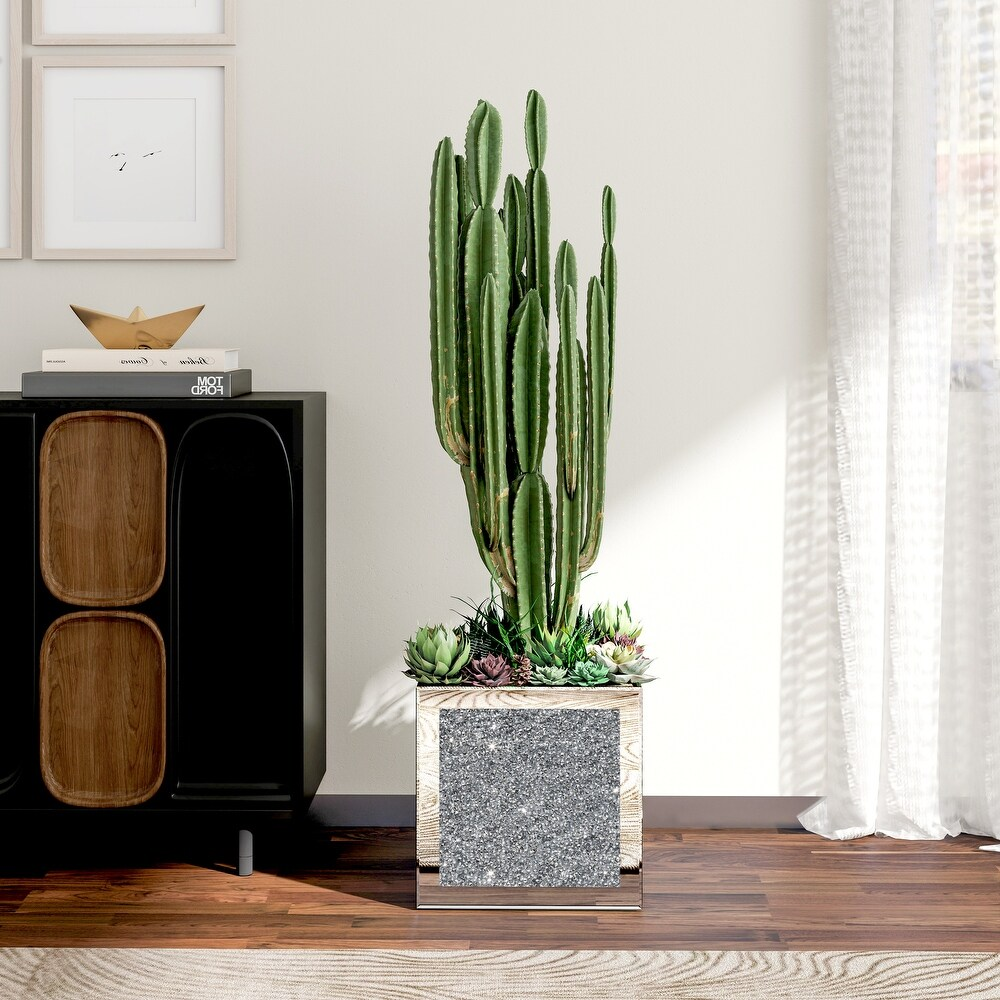 Modern Mirror Pot Planter Crushed Diamond Vase