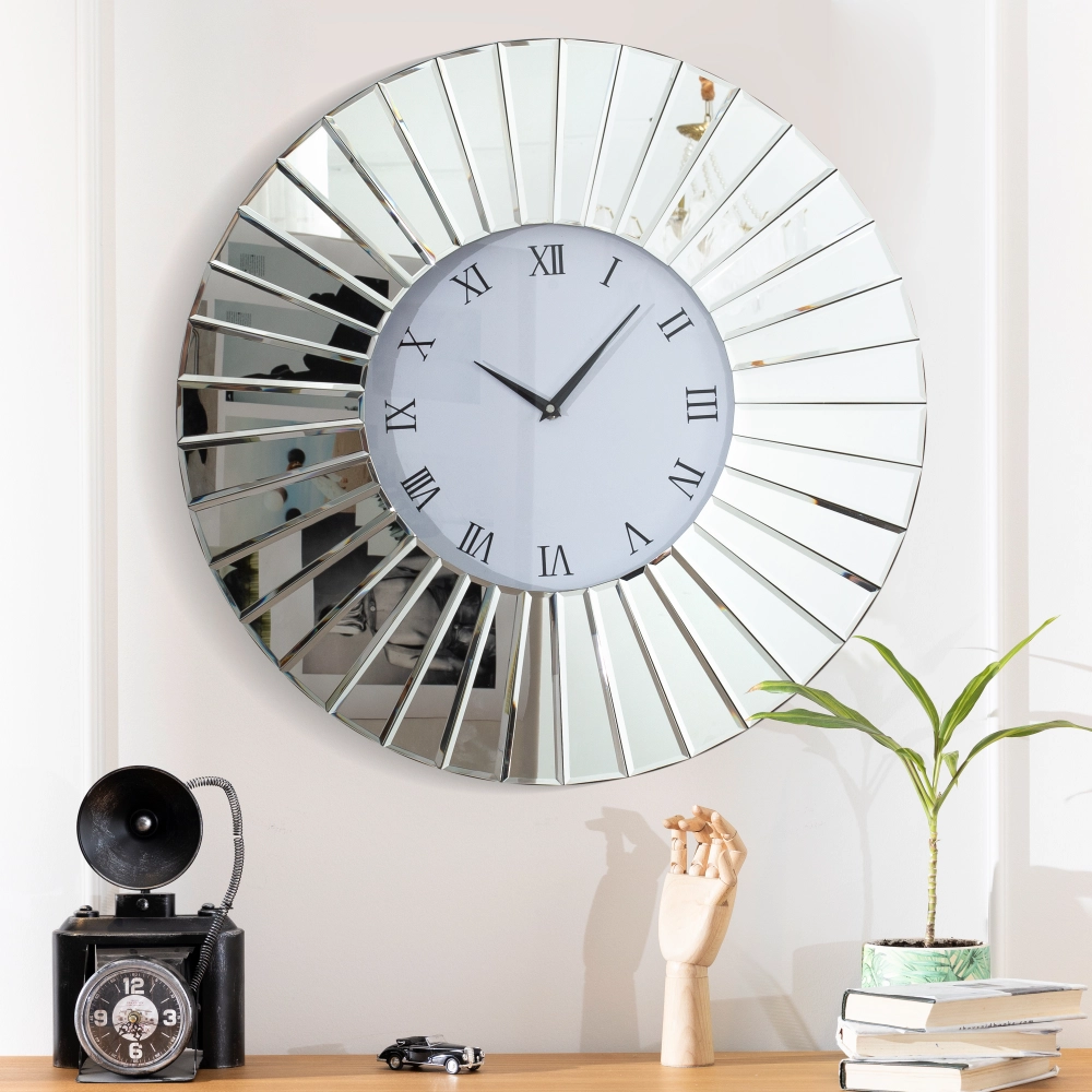 mirrored wall clock