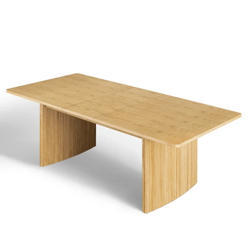 Beige Modern Rectangular Extendable Dining Table