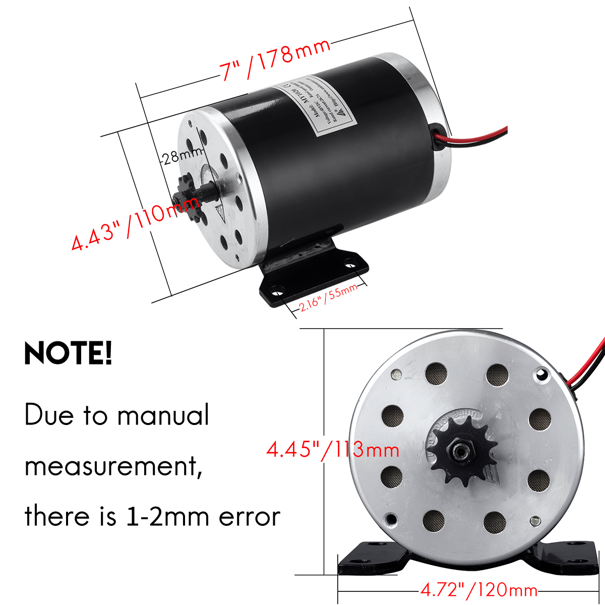 Kunray MY1020 DC Brushed Motor 24V/48V 500W-1000W for Electric Scooter ...