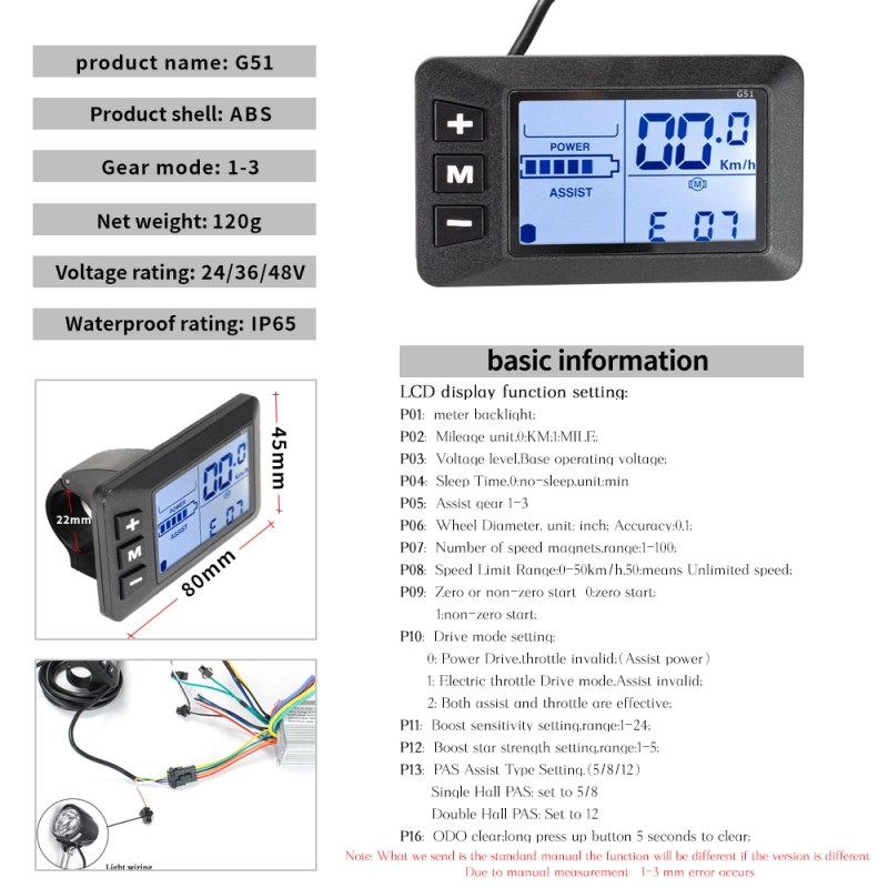 Kunray G51 Ebike Display 24-48V LCD Display for Electric Scooter ...