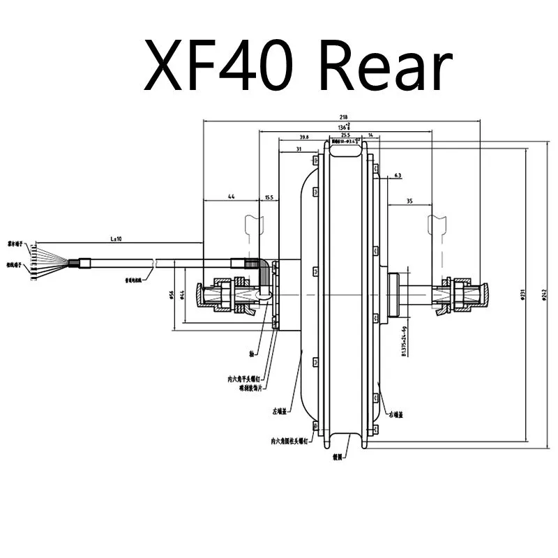 MXUS XF39 XF40 Ebike BLDC Hub Motor 36V 48V 500W 1000W Rear Front Motor ...