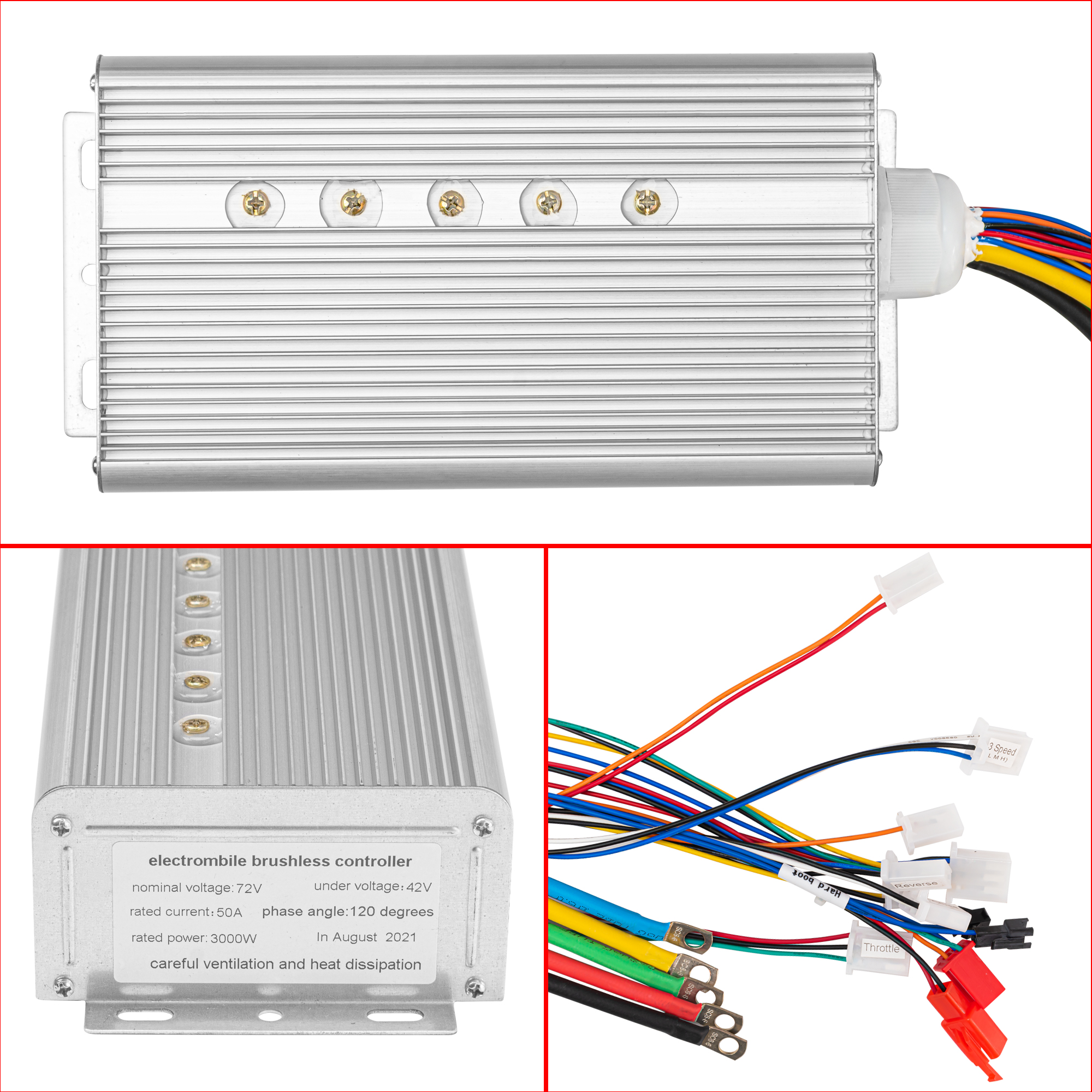 Kunray KRBC-36MOS Ebike Brushless Controller 80A 100A 150A 3000W-9000 ...