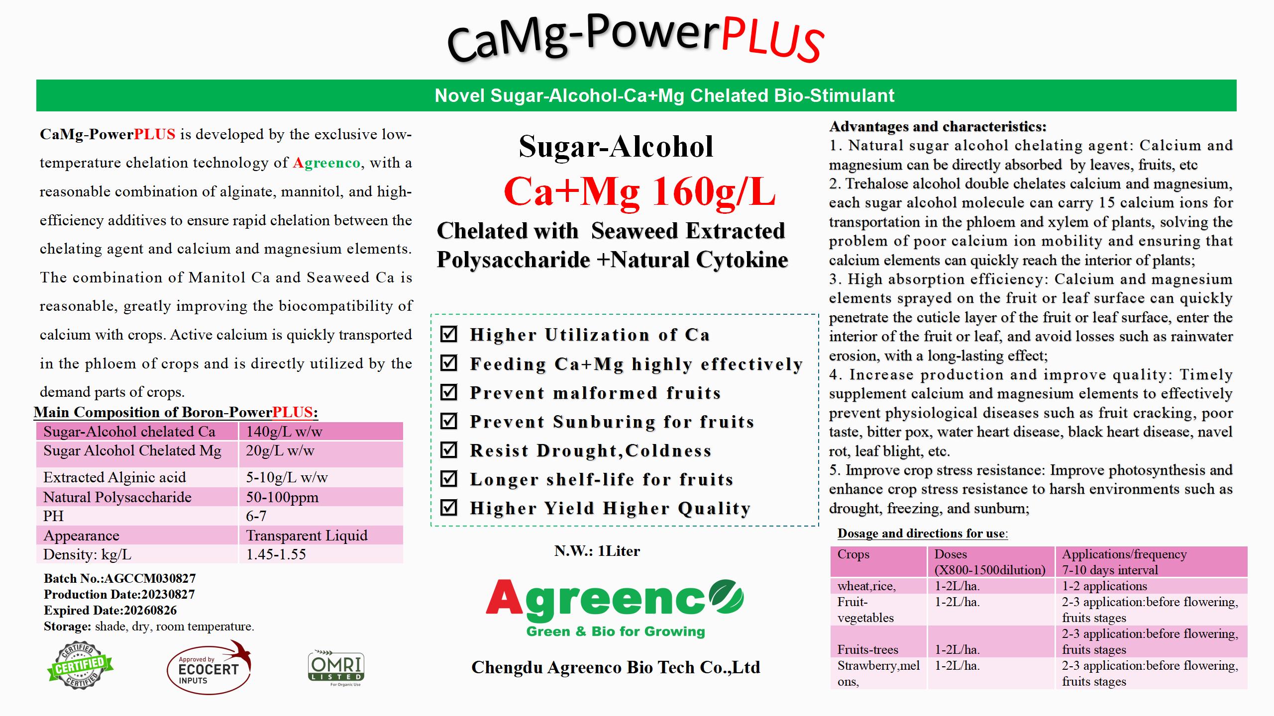 CaMg-PowerPLUS- Chelated Bio-Stimulant foliar fertilizer