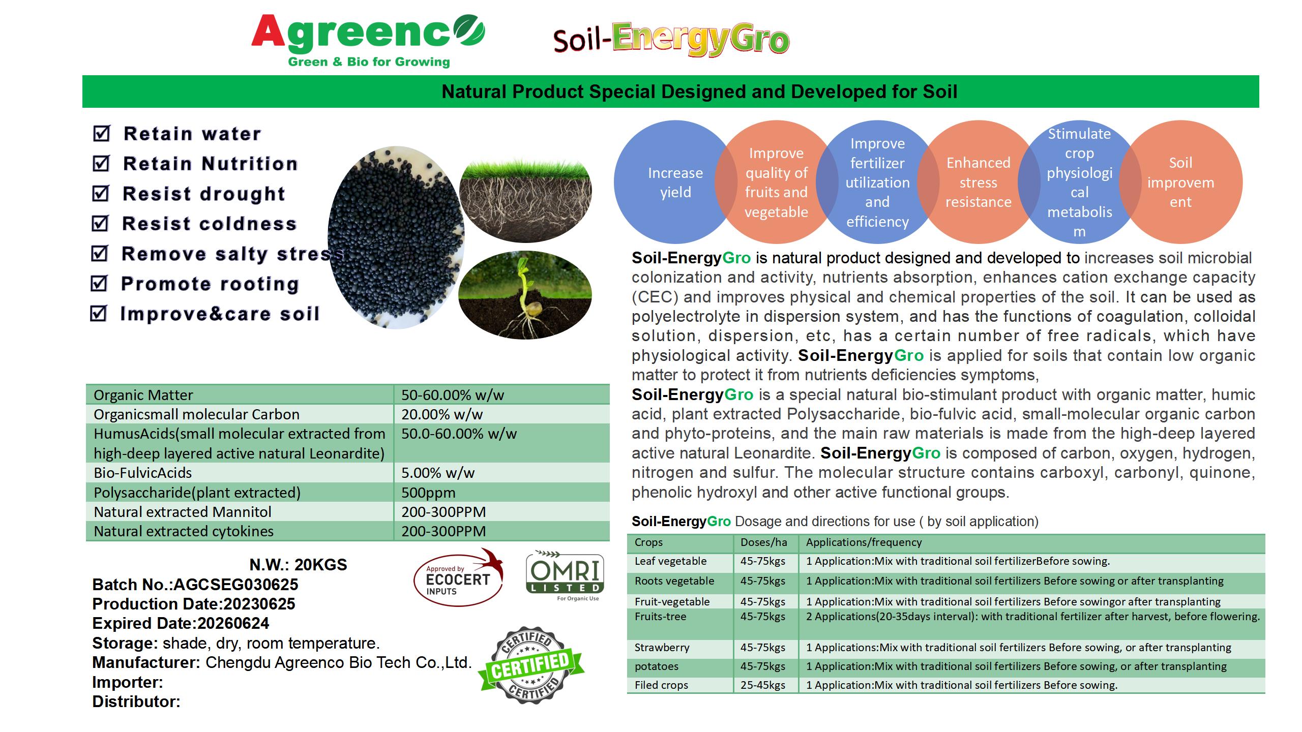 Soil-EnergyGro Organic fertilizer to improve soil