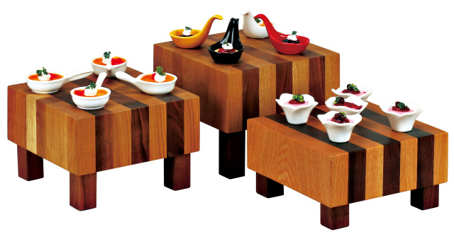 Wooden food display sets