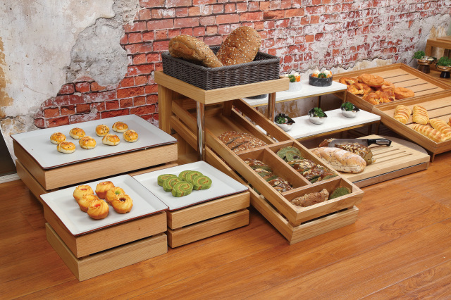 Wooden food display sets