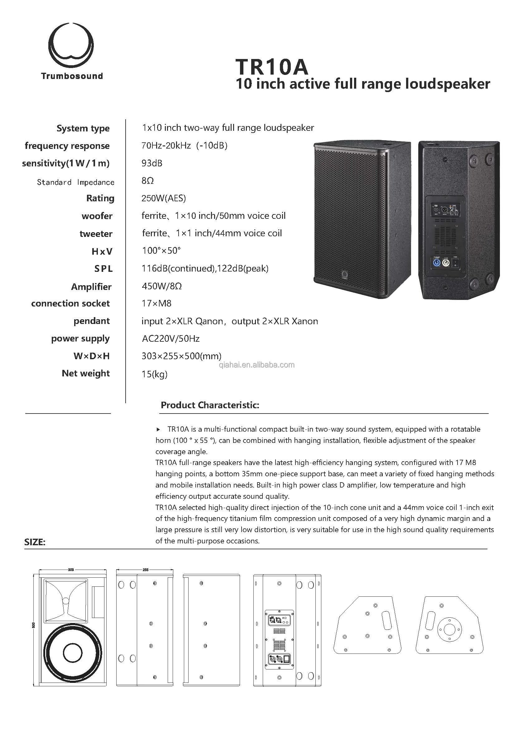 TR10 Full Range 10 Inch Subwoofers With 80Hz-20kHz 200W Pro Audio For Events Disco Club