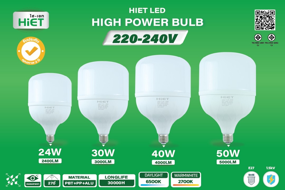HIET High Power bulb หลอดไฟพลังงานสูง