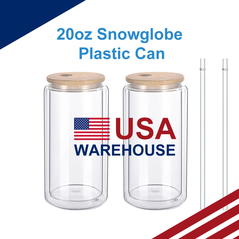 16oz Clear Double Wall Blank Sublimation Snowglobe Glass Can - Out Size ...