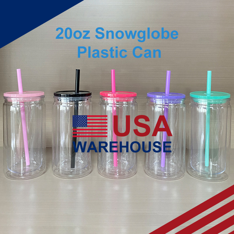 16oz Clear Double Wall Blank Sublimation Snowglobe Glass Can - Out Size ...
