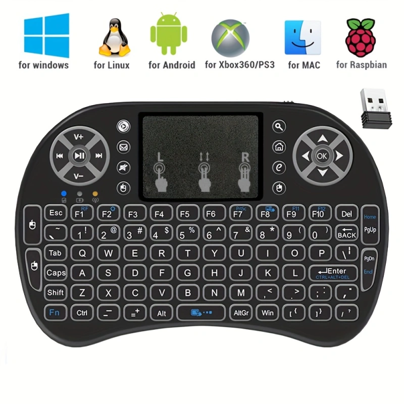 Mini Wireless Keyboard Backlit Touchpad Mouse Combo Remote Control With ...