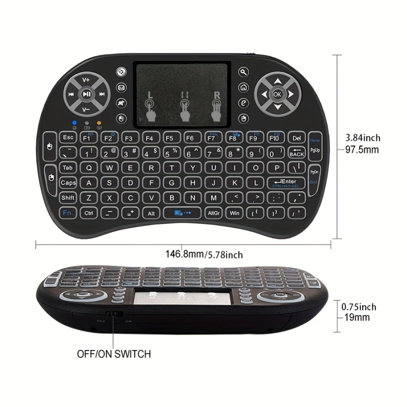 Mini Wireless Keyboard Backlit Touchpad Mouse Combo Remote Control With ...