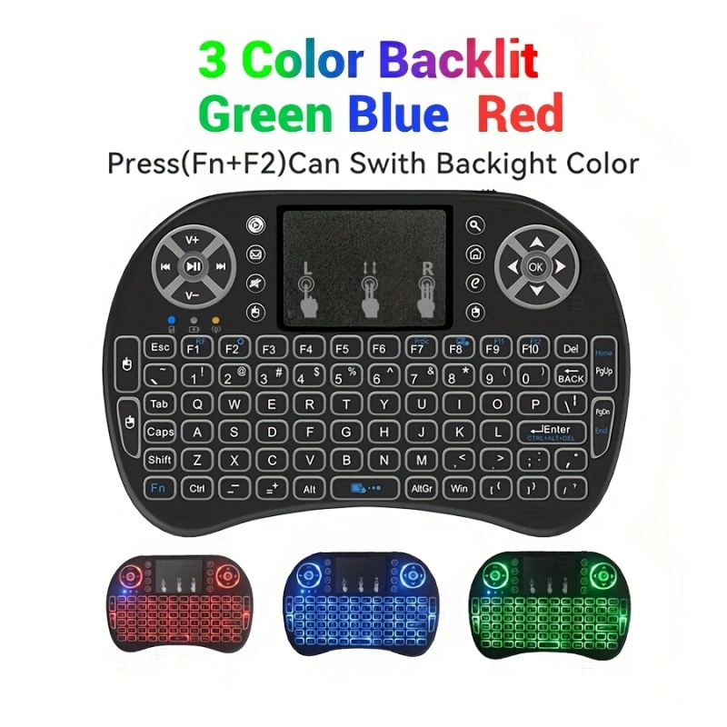Mini Wireless Keyboard Backlit Touchpad Mouse Combo Remote Control With ...