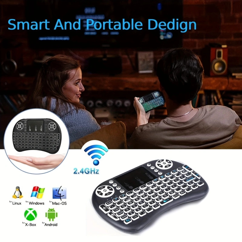 Mini Wireless Keyboard Backlit Touchpad Mouse Combo Remote Control With Rechargeable Li-ion ...