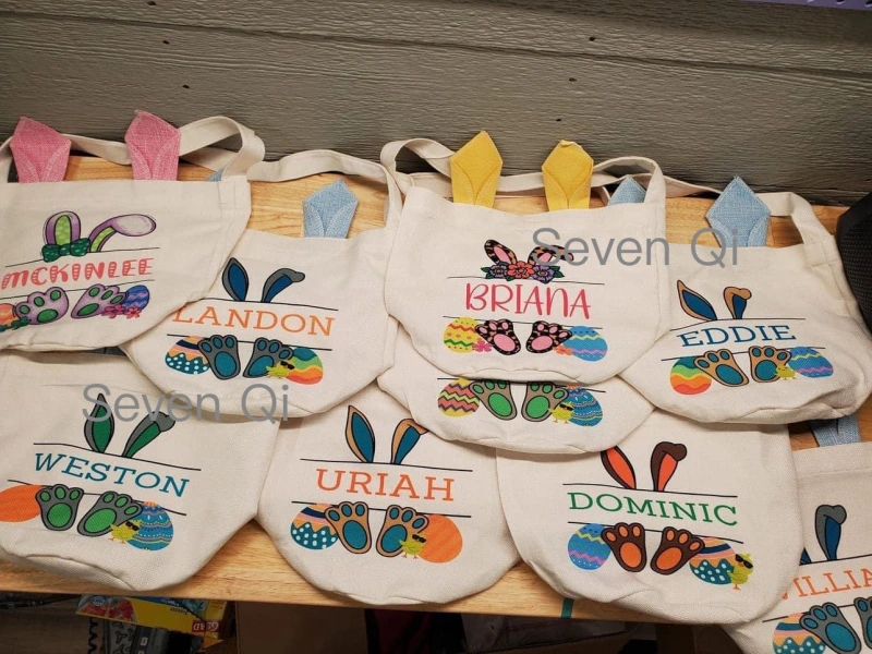 Seven 23*33cm Sublimation Easter Bunny Baskets USA Warehouse Stocked