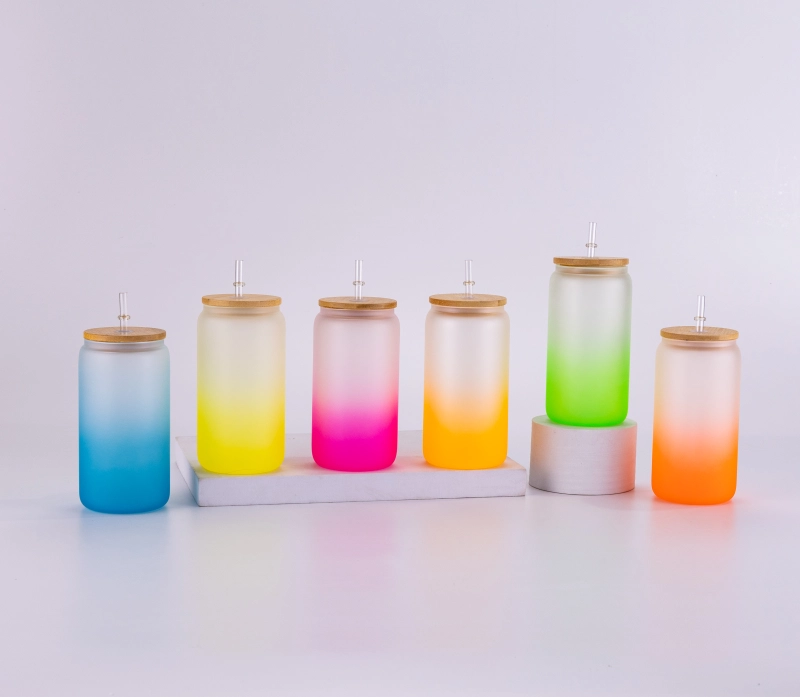 Fiona 16oz Sublimation Gradient Frosted Glass Cups USA Warehouse Stocked