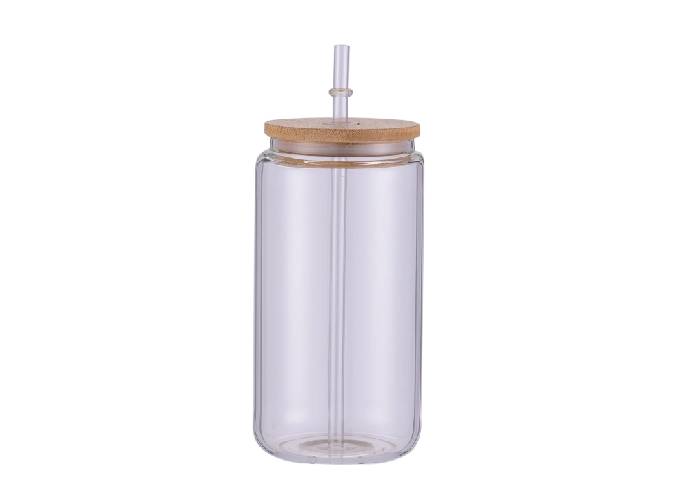 Fiona 16oz Clear Frosted Sublimation Glass Cups With Bamboo Lids USA ...