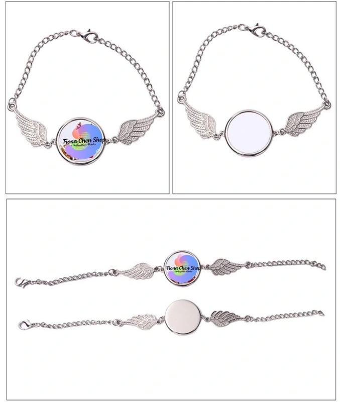 Fiona Sublimation Blank Angel Wings Bracelets Pendants Air Ship