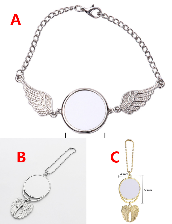 Fiona Sublimation Blank Angel Wings Bracelets Pendants Air Ship