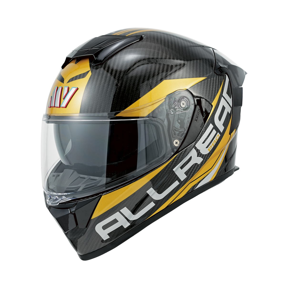 MY Carbon Fiber Motorcycle Helmet FF936 - Golden White Fashion