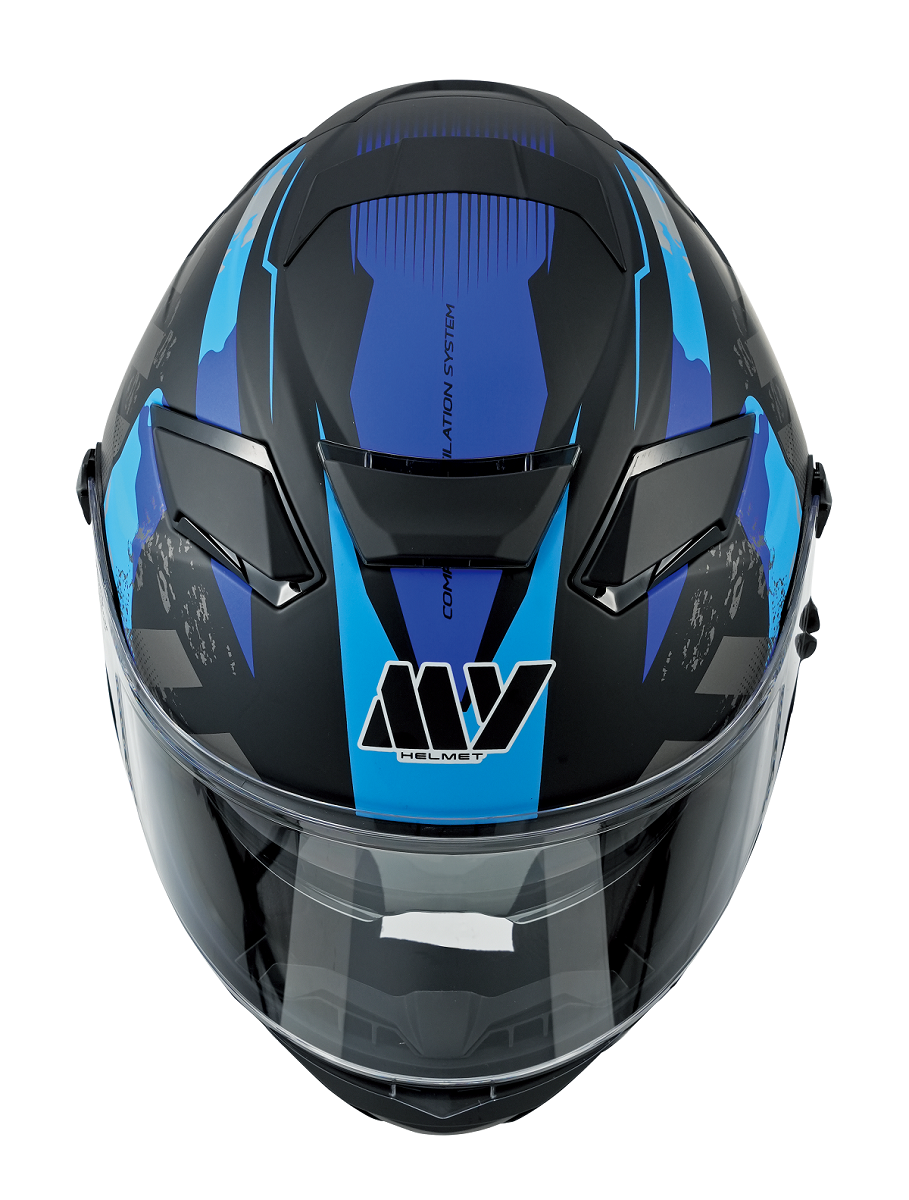 MY Full Face Helmet for Motorcycle Matte Black/Blue FF939 DOT and ECE R ...