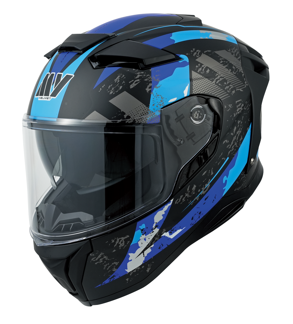 MY Full Face Helmet for Motorcycle Matte Black/Blue FF939 DOT and ECE R ...