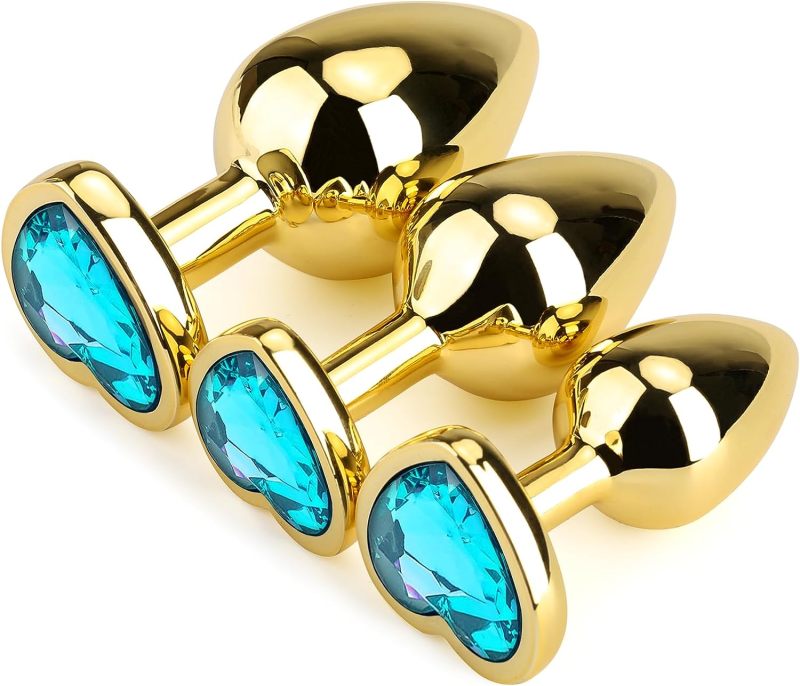 Jewelled Secret Heart Butt Plug Gold-Medium