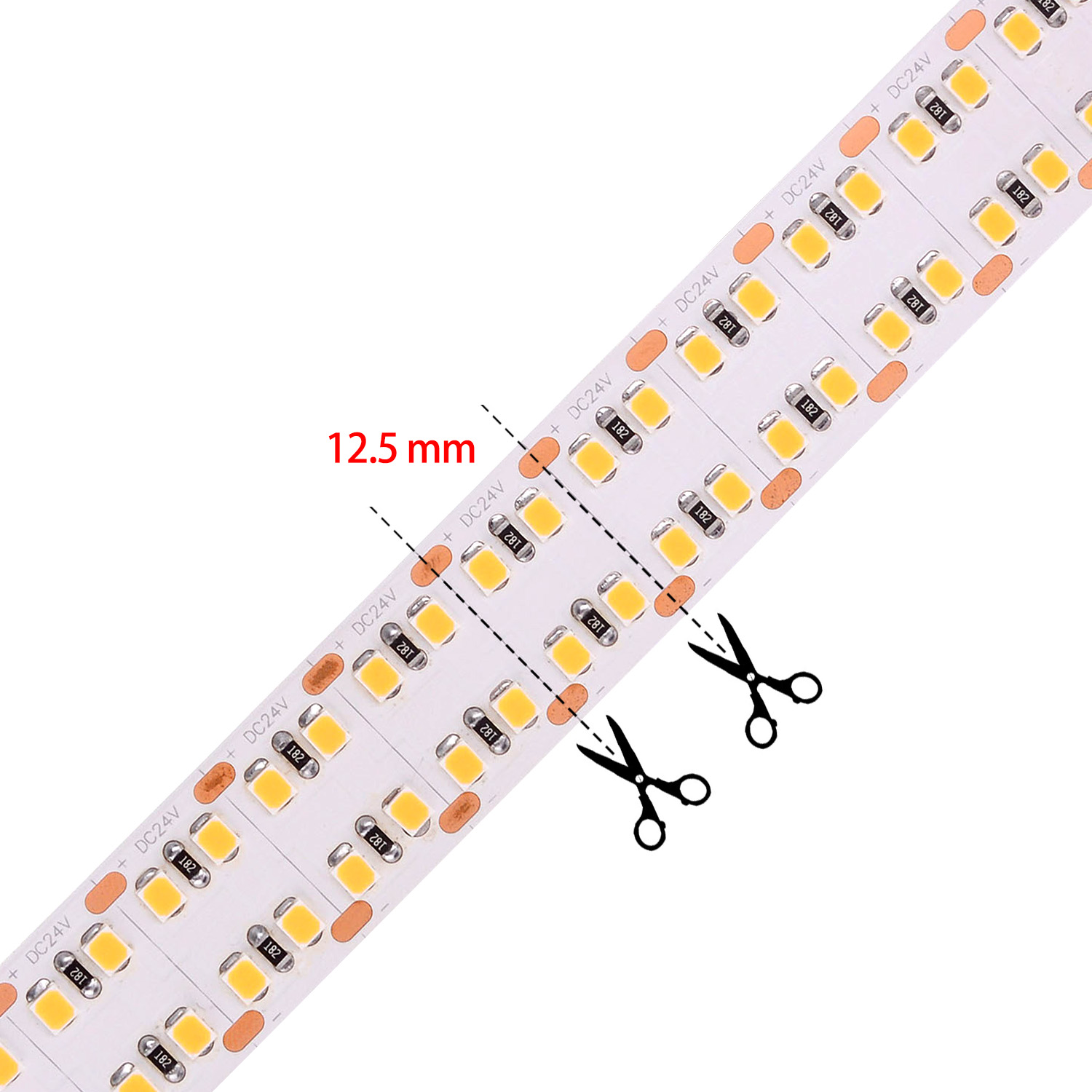 20mm 24V Double Lines 320leds/m Mini Cut LED Strip