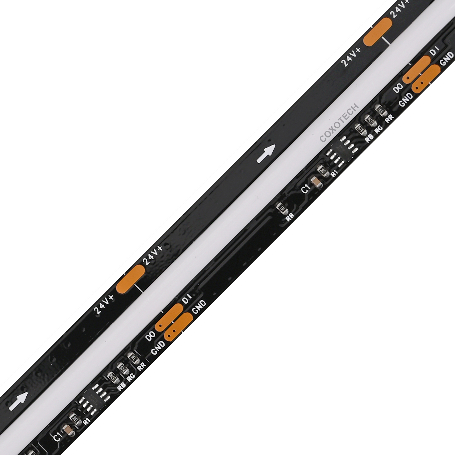 720leds 12V/24V 12mm wide White Black PCB Digital COB RGB LED Strip