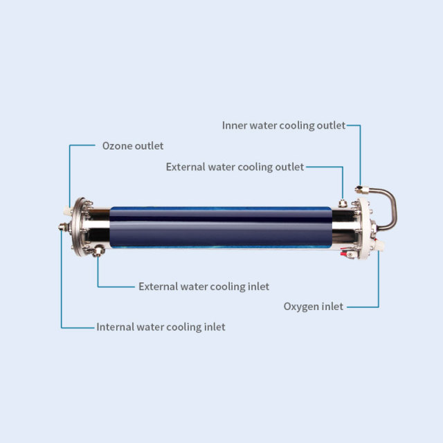 High Concentration Water Cooling Enamel Ozone Tube With Transformer