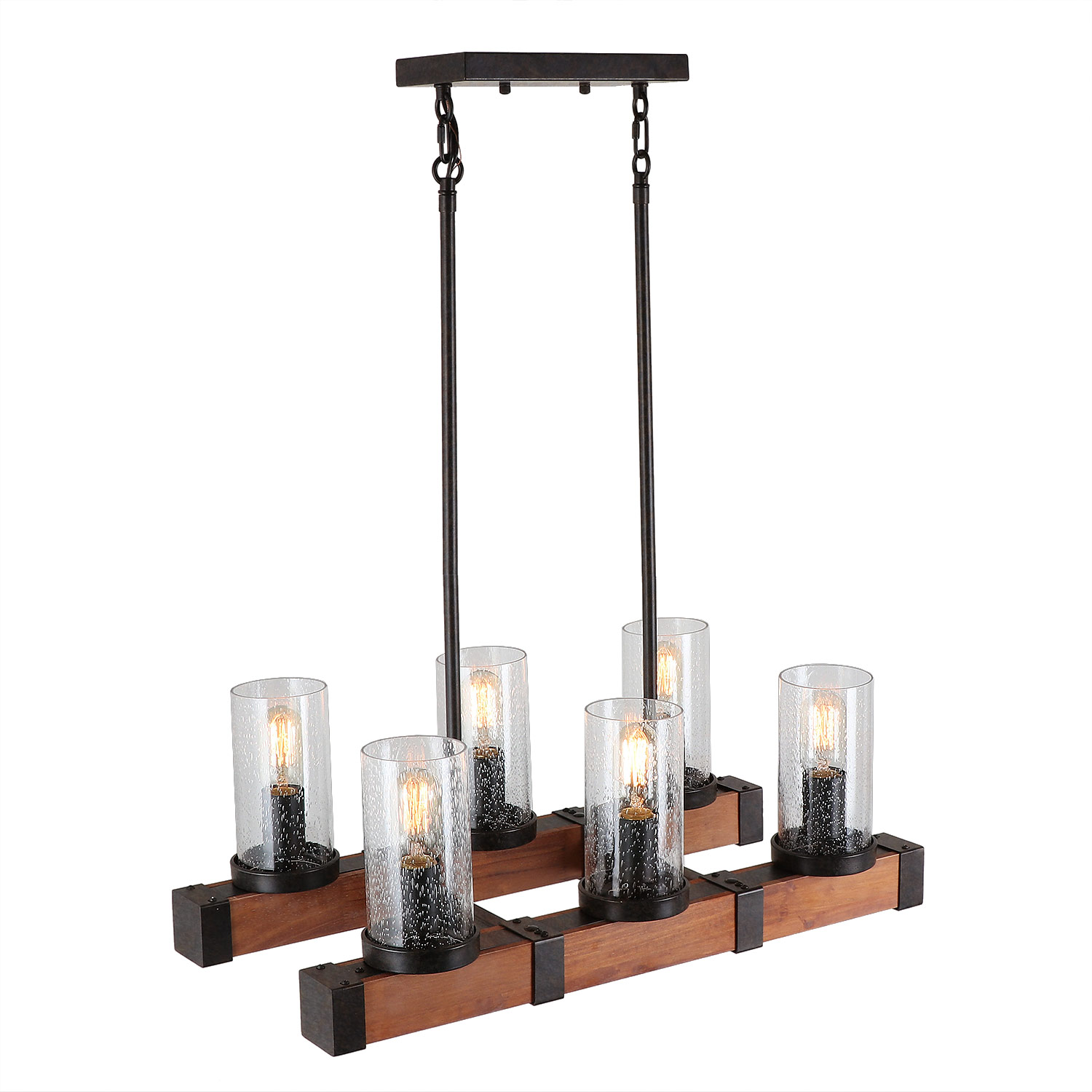 Anmytek C0002 Metal Wood Chandelier Pendent Retro Rustic Loft Antique ...