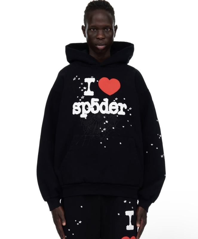 Sp5der i love sp5der hoodie black