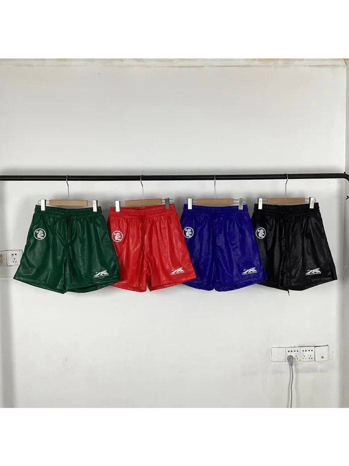 Hellstar Logo print leather shorts
