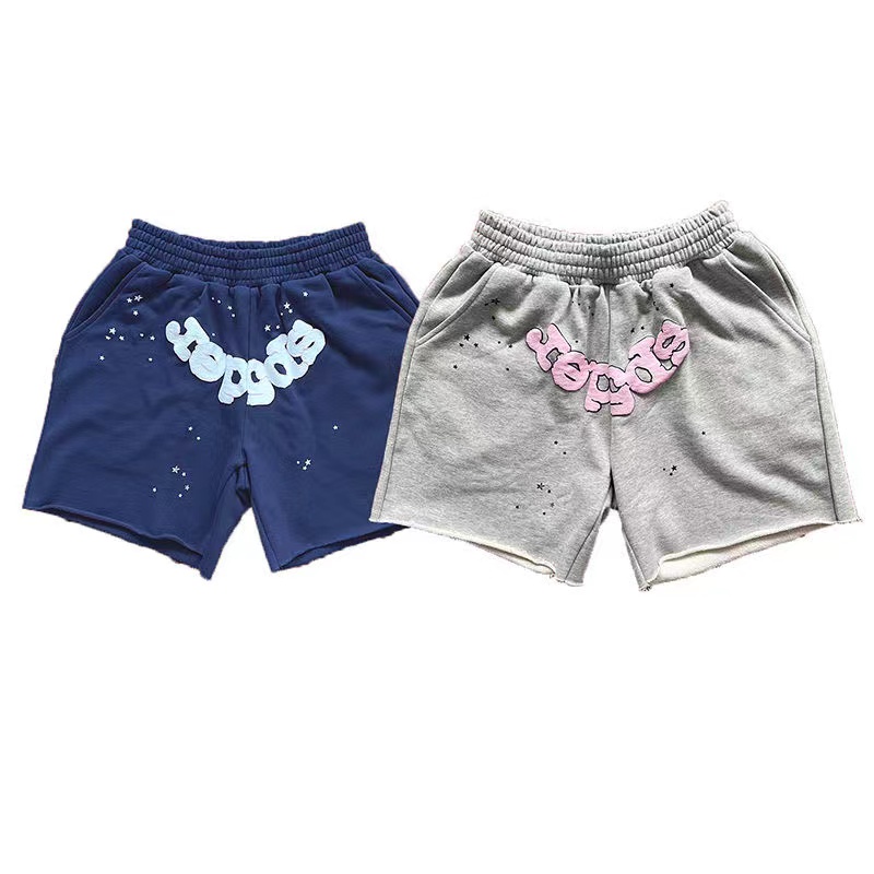 Sp5der 555555 Blue And Grey Shorts