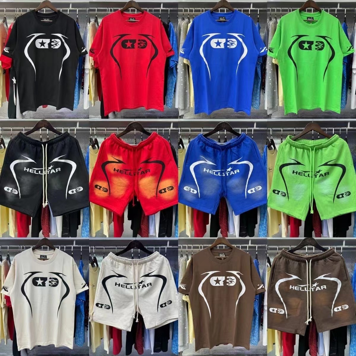 Hellstar sport logo back digital print shirt and short( Set)