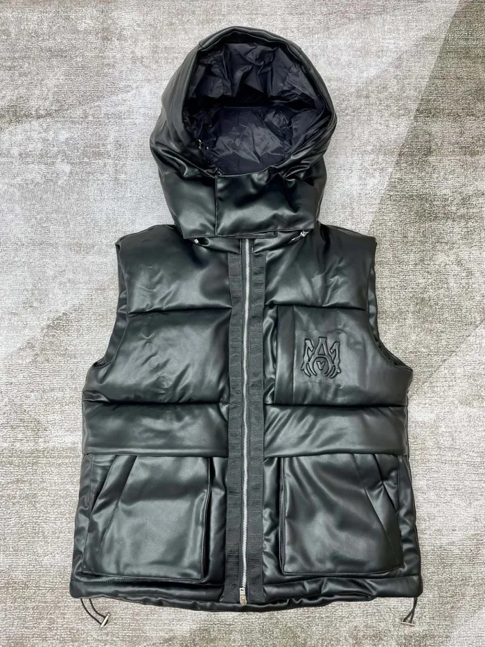 AM 1:1 quality version Three-dimensional monogrammed logo down leather vest