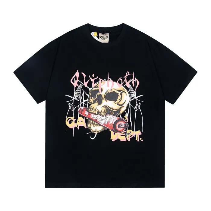 GD Graffiti Letter Skull Brush Print Tee