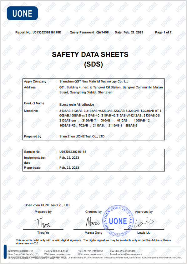 Epoxy MSDS (Chemical Safety Technical Specifications)
