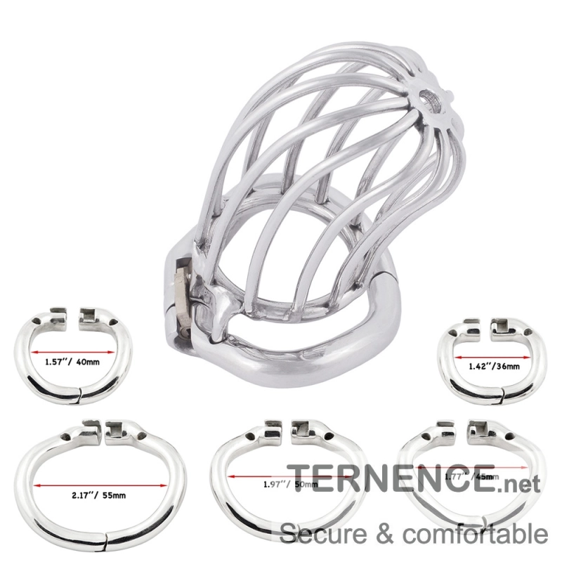 TERNENCE Chastity Locked 304 Stainless Steel Long Section of The cage ...