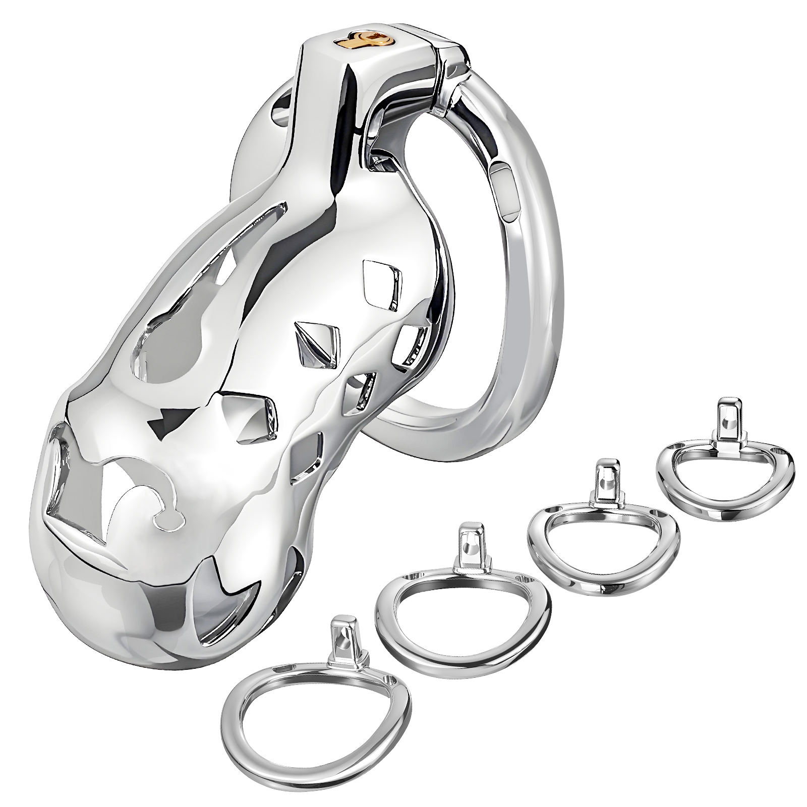 Male Chastity Cage, Aluminum Alloy Chastity Device with 4 Sizes Rings and Invisible Lock for Man ...