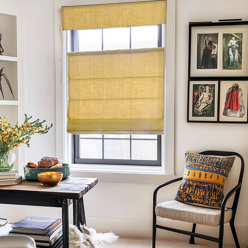 Euphoria REY-02 – Custom Yellow Roman Shade with TDBU Function | Modern ...