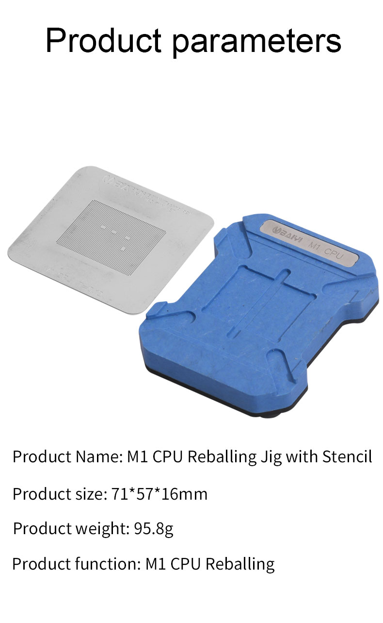 M1 CPU Reballing Jig with Stencil