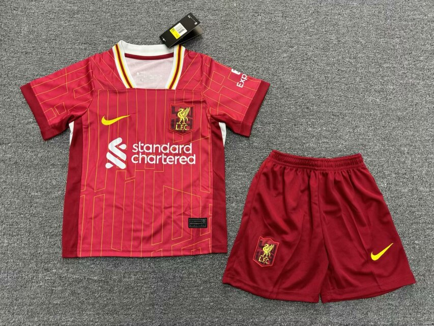 1:1 copy top quality 2024/2025 Liverpool Kids Home red white yellow ...